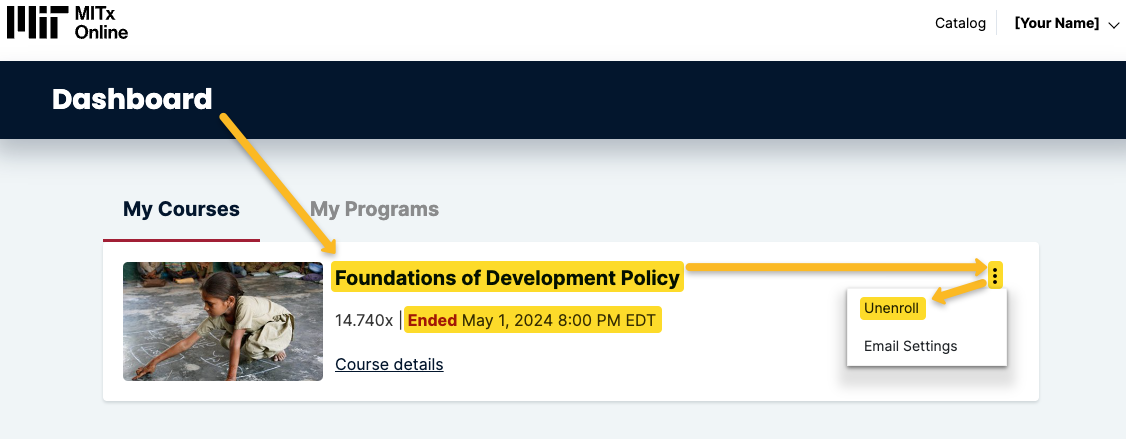 How do I unenroll from a course? – MITx Online
